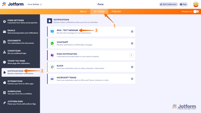 How to Set Up Text Message/SMS Notifications in Jotform