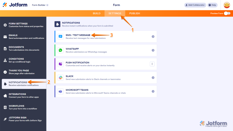 How to Set Up Text Message/SMS Notifications in Jotform