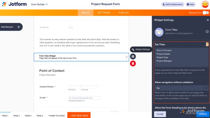 How to Add and Set Up the Form Tabs Widget on Your Form