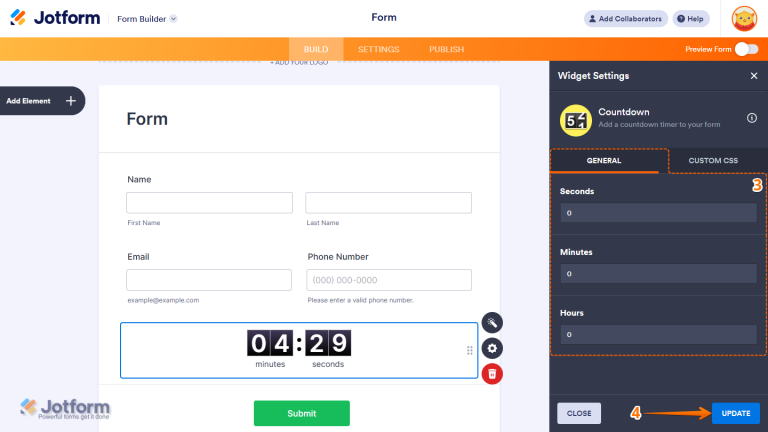 How to Add and Set Up the Countdown Widget on Your Form