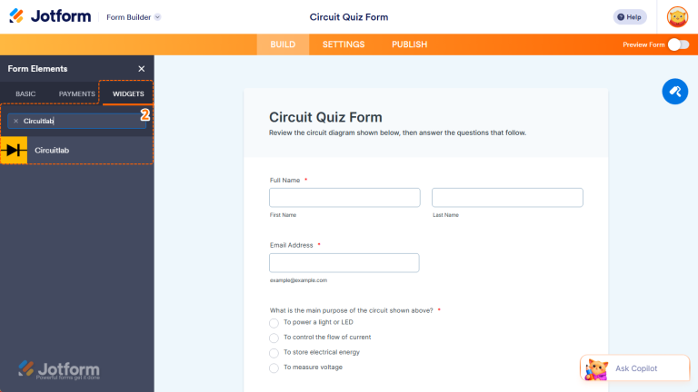 How to Add and Set Up the Circuitlab Widget on Your Form
