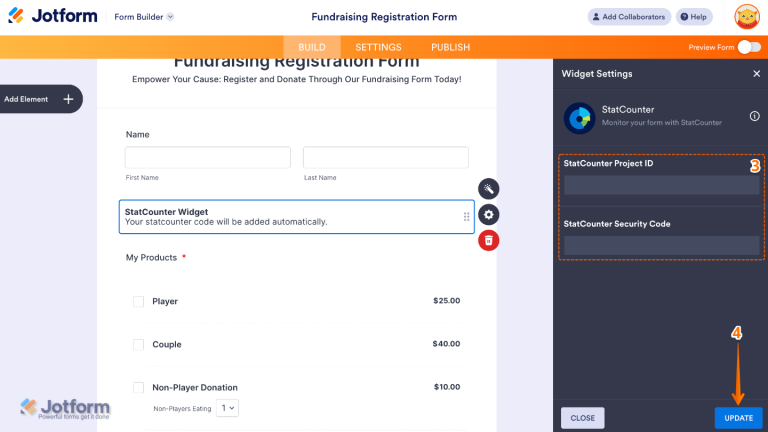 How to Add and Set Up the StatCounter Widget on Your Form