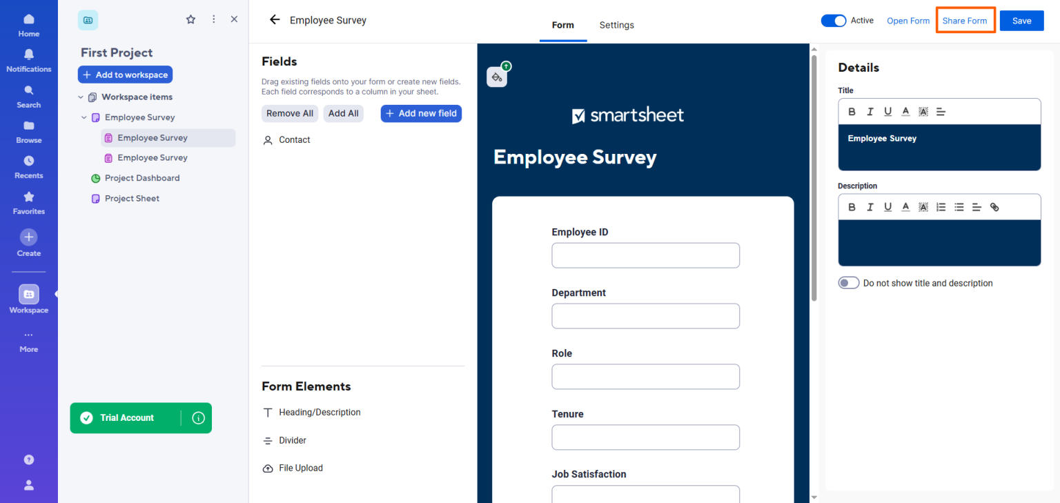 How to create a survey in Smartsheet | The Jotform Blog